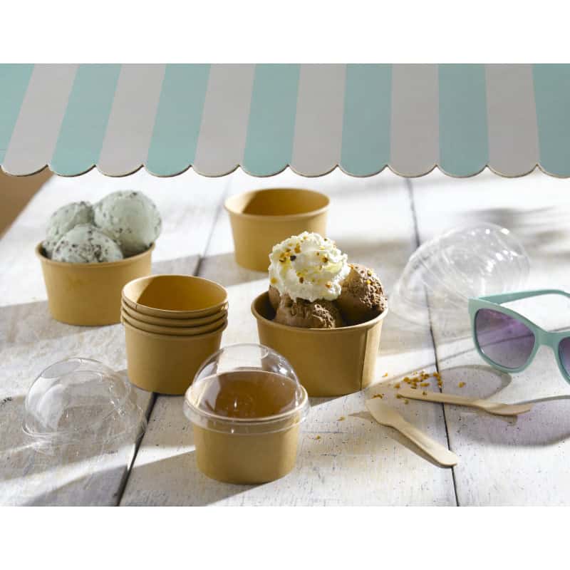 Pot pour crème glacée, 125 ml de capacité, en carton kraft, étanche et ...